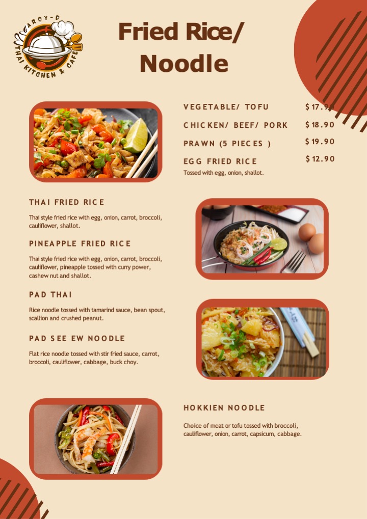 FOOD MENU - aRoy-D Thai Kitchen & Cafe