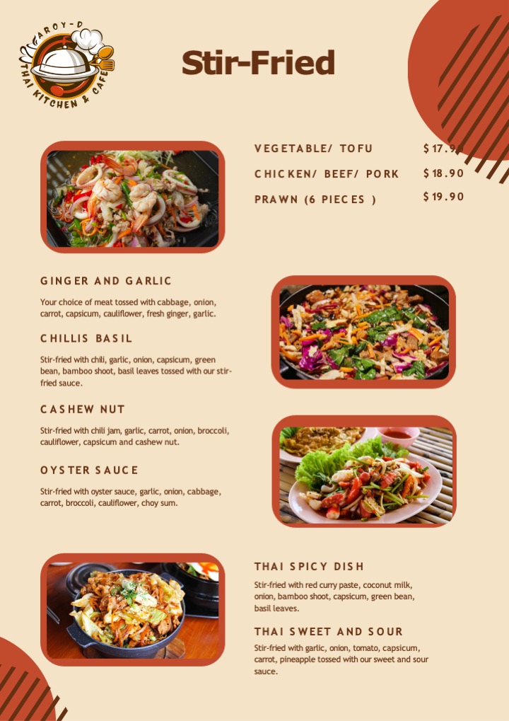 FOOD MENU - aRoy-D Thai Kitchen & Cafe